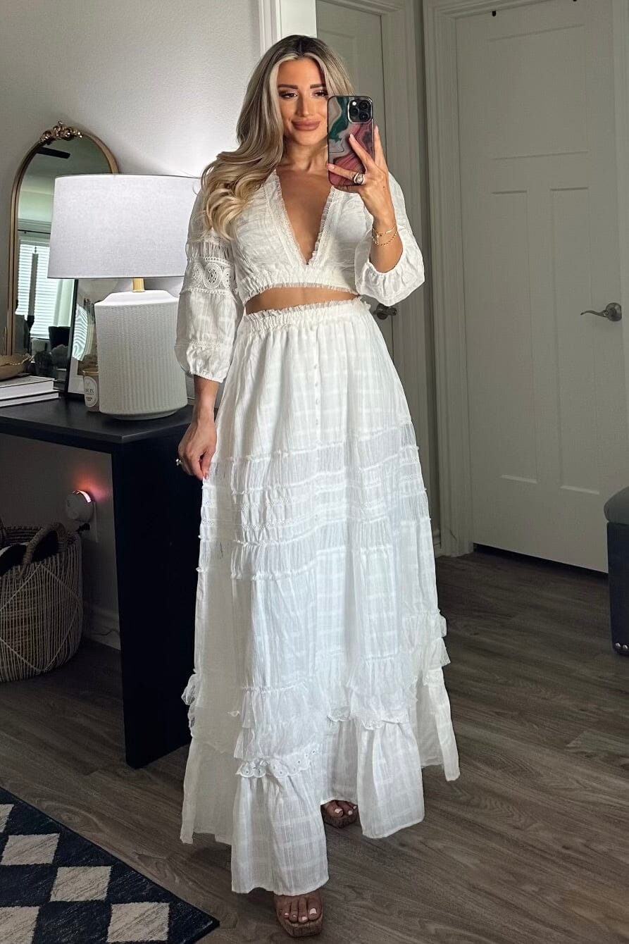 Bella and Bloom Boutique - Tatum Two Piece Set: White