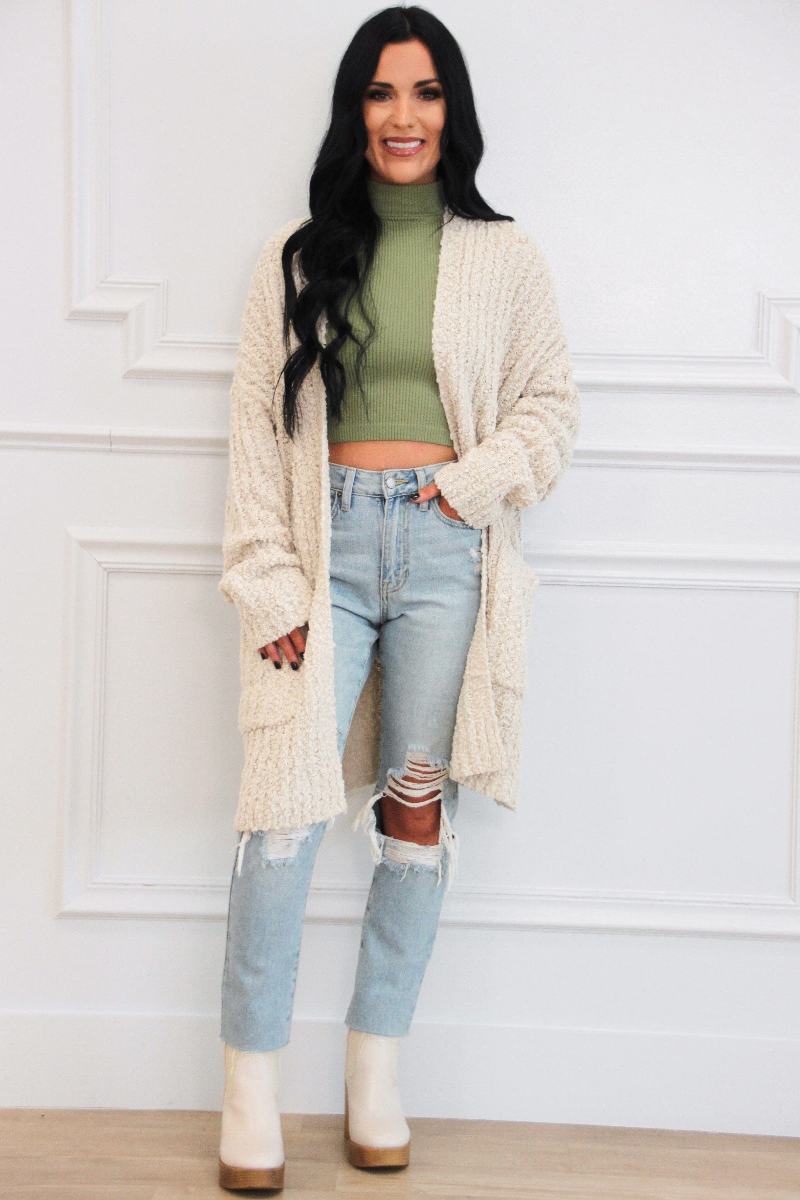 Warm Up Sweater Knit Cardigan: Cream – Bella and Bloom Boutique